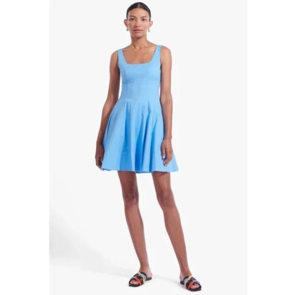 STAUD | Dresses | Staud Mini Wells Fit Flare Dress In Sky Size Us 2 ...